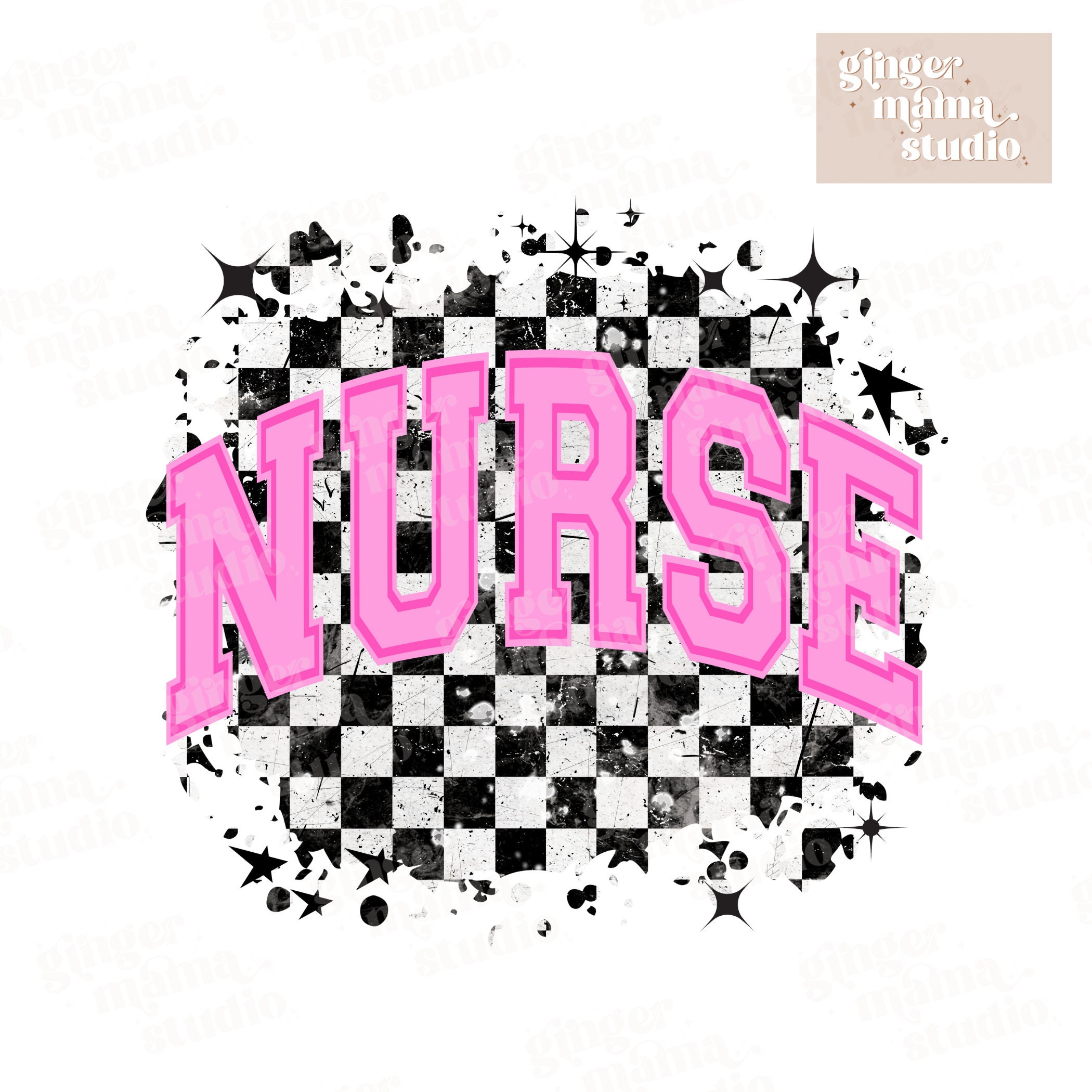 Nurse Checkered Pink Retro Hot Pink Png, Nurse Checkered Png, Nurse DTF ...