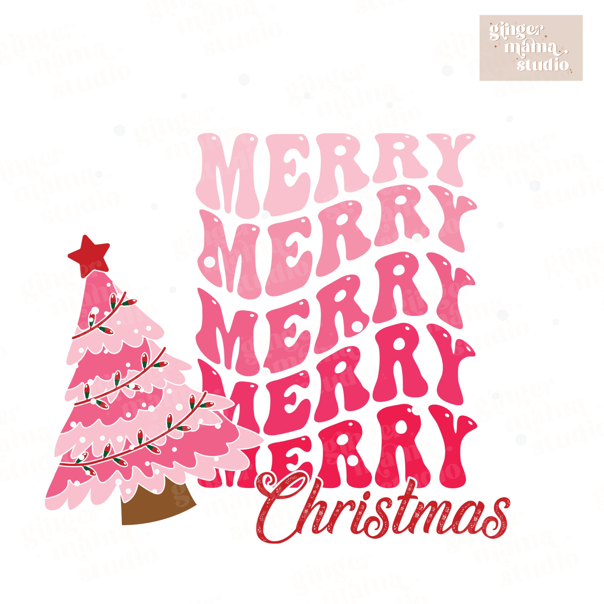 Merry Christmas Png, Pink Christmas Png, Retro Christmas Png, Merry ...