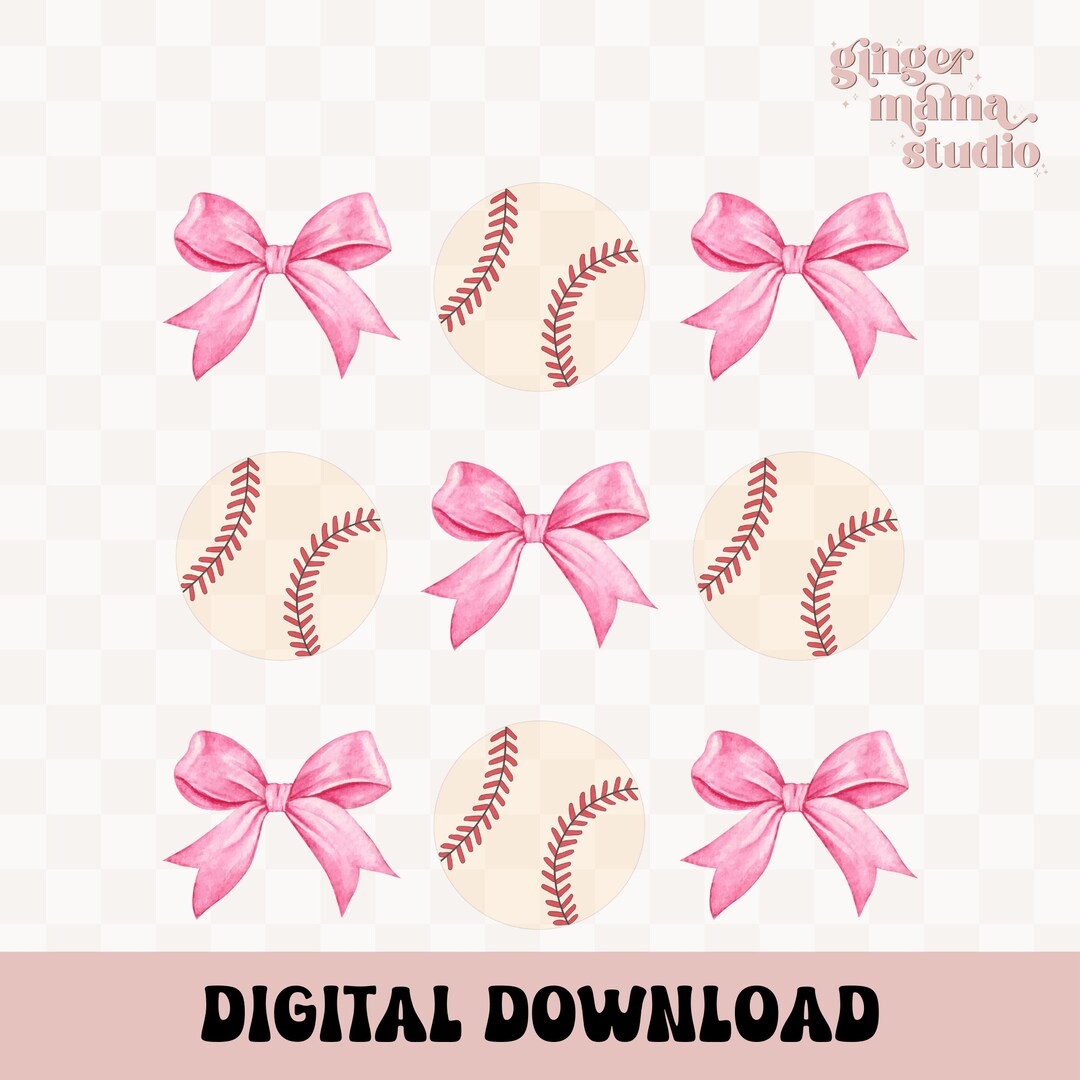 Coquette Baseball Png, Softball, Pink Bows, Game Day, Sports Mom ...