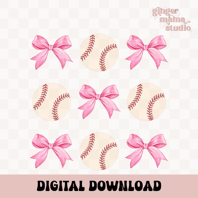 Coquette Baseball Png, Softball, Pink Bows, Game Day, Sports Mom ...