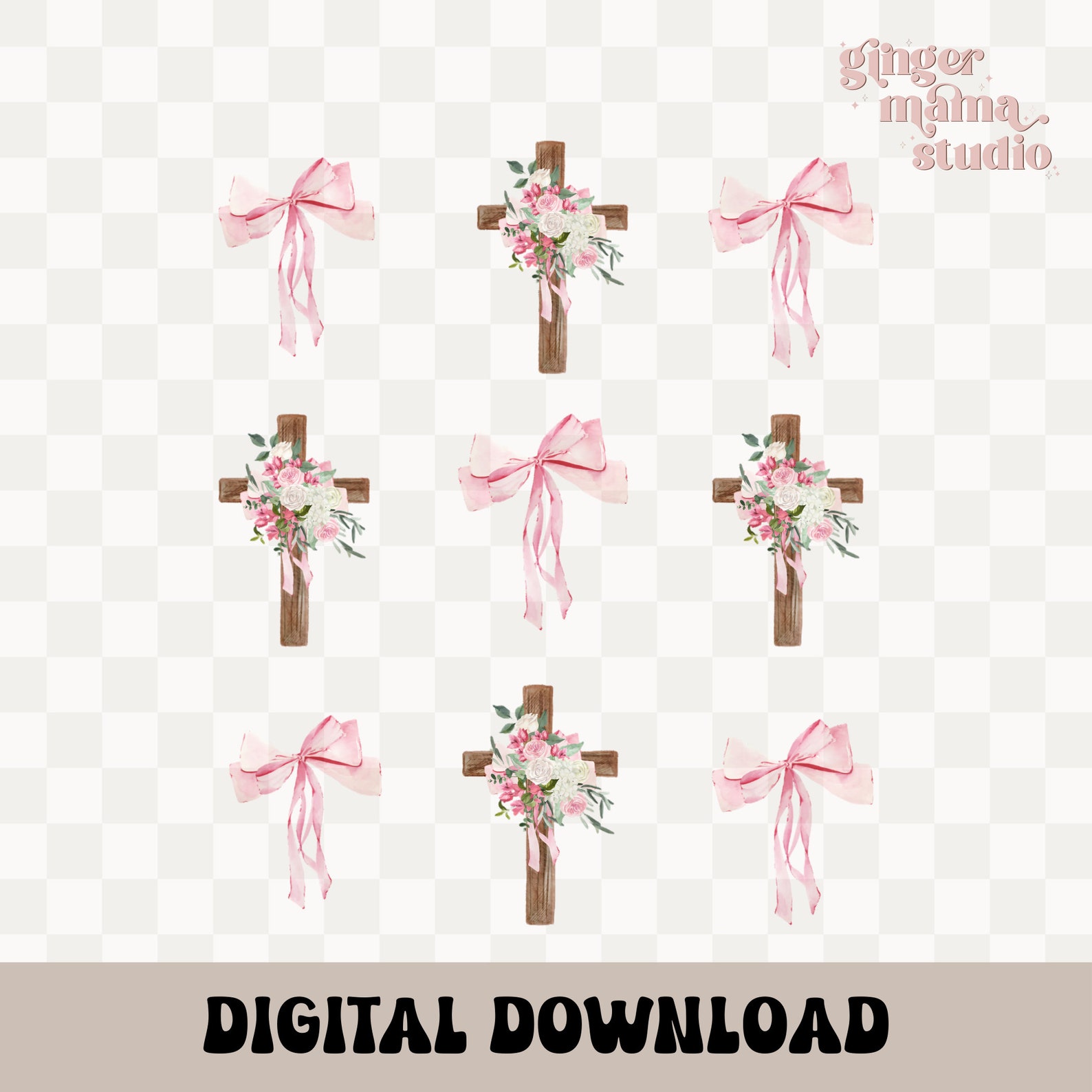 Coquette Easter Png, Christian, Cross, Jesus, Pink Bows, Aesthetic ...