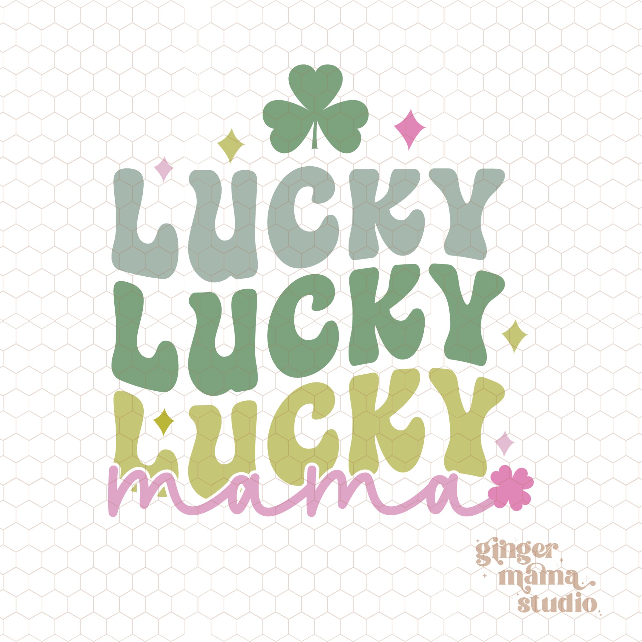 Lucky Mama Clover Png, Retro Mama St Patrick’s Day Png, Green Shamrock ...