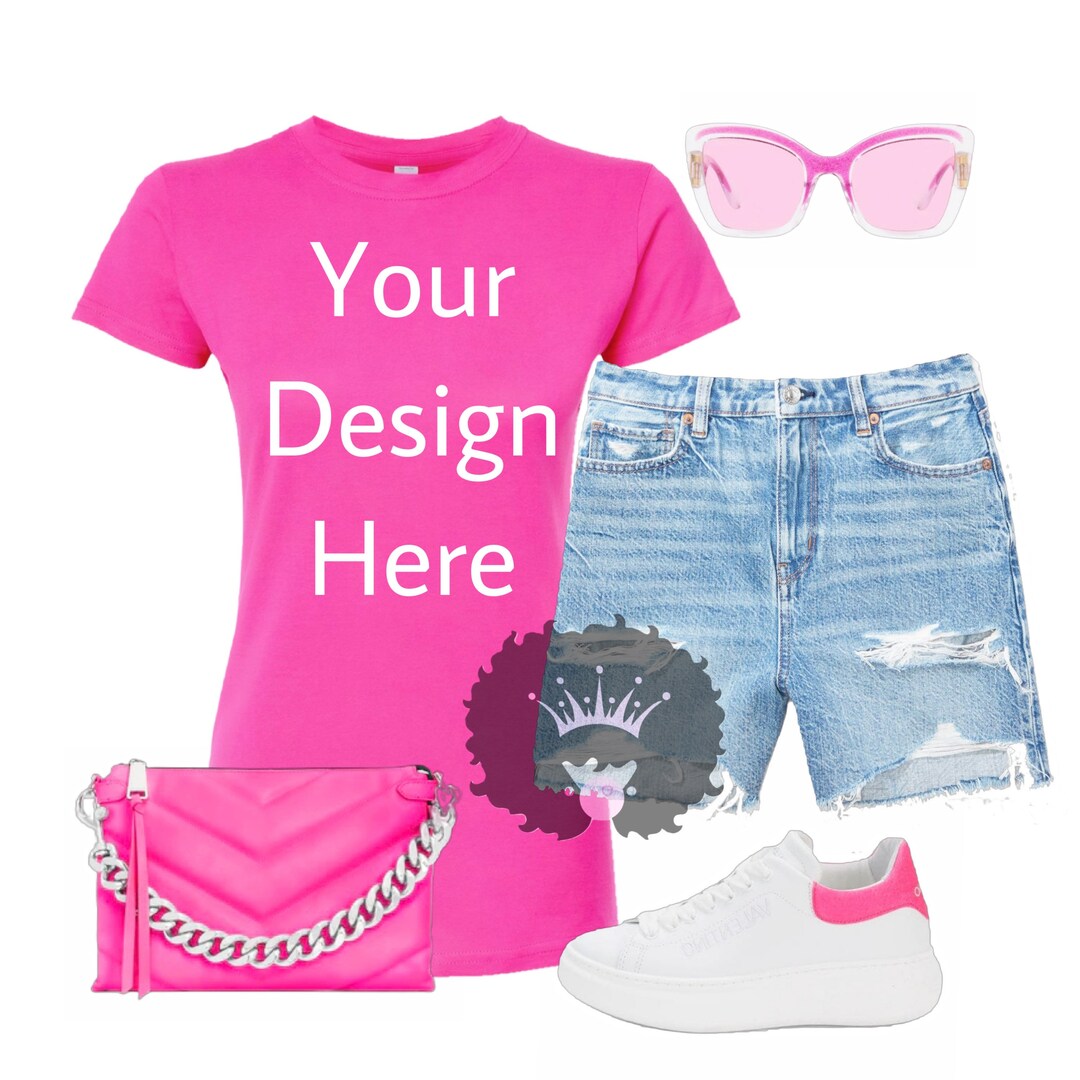 Women's Hot Pink T-shirt Mockup - Etsy