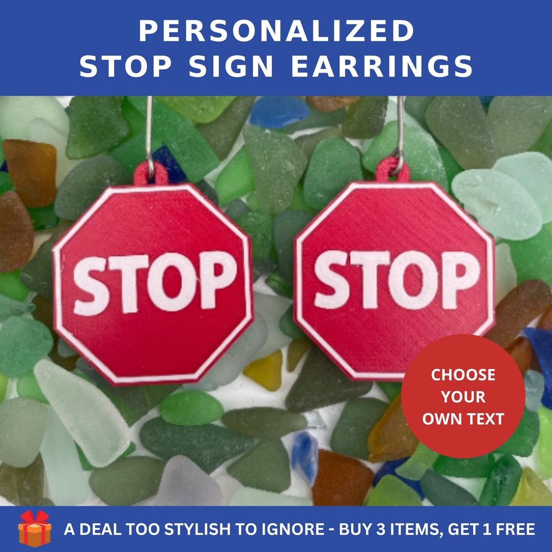 Personalized Stop Sign Earrings • Unique Novelty Road Sign Jewelry ...