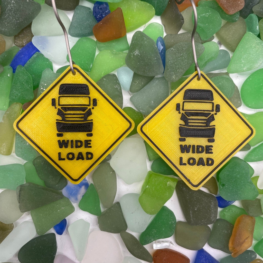 Wide Load Drop Earrings • Fun Road Sign Dangle Earrings • Quirky ...
