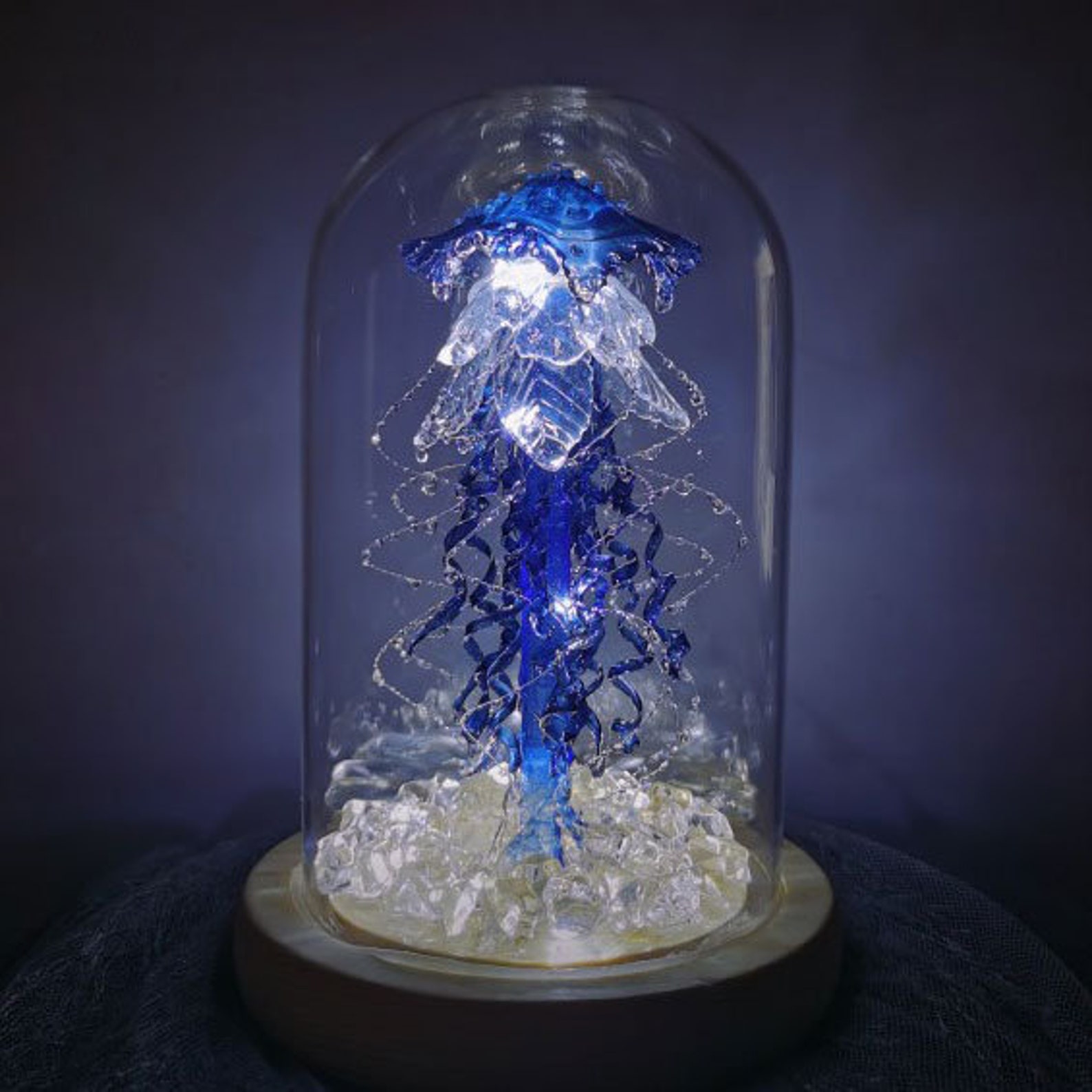 Dark Blue Jellyfish Night Light Glass Cover Ornament - Etsy