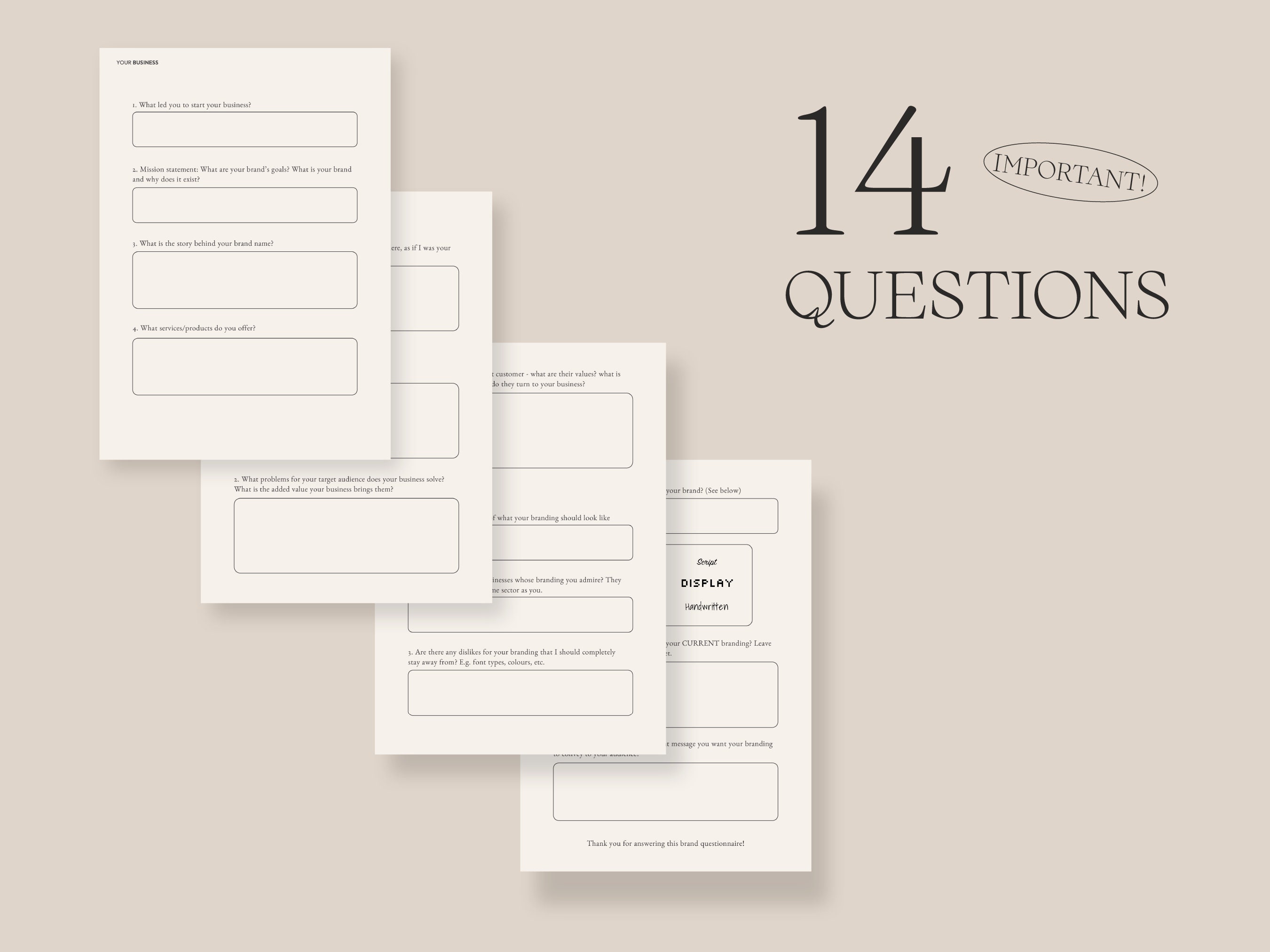 Branding Questionnaire | Brand Design Brief Template | for Designer ...