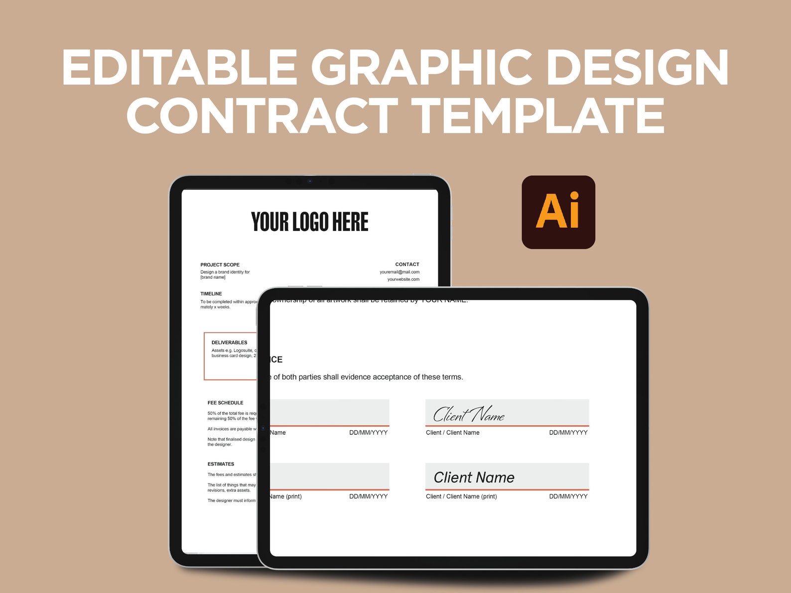 Easily Editable Logo & Graphic Design Contract Template, Illustrator ...