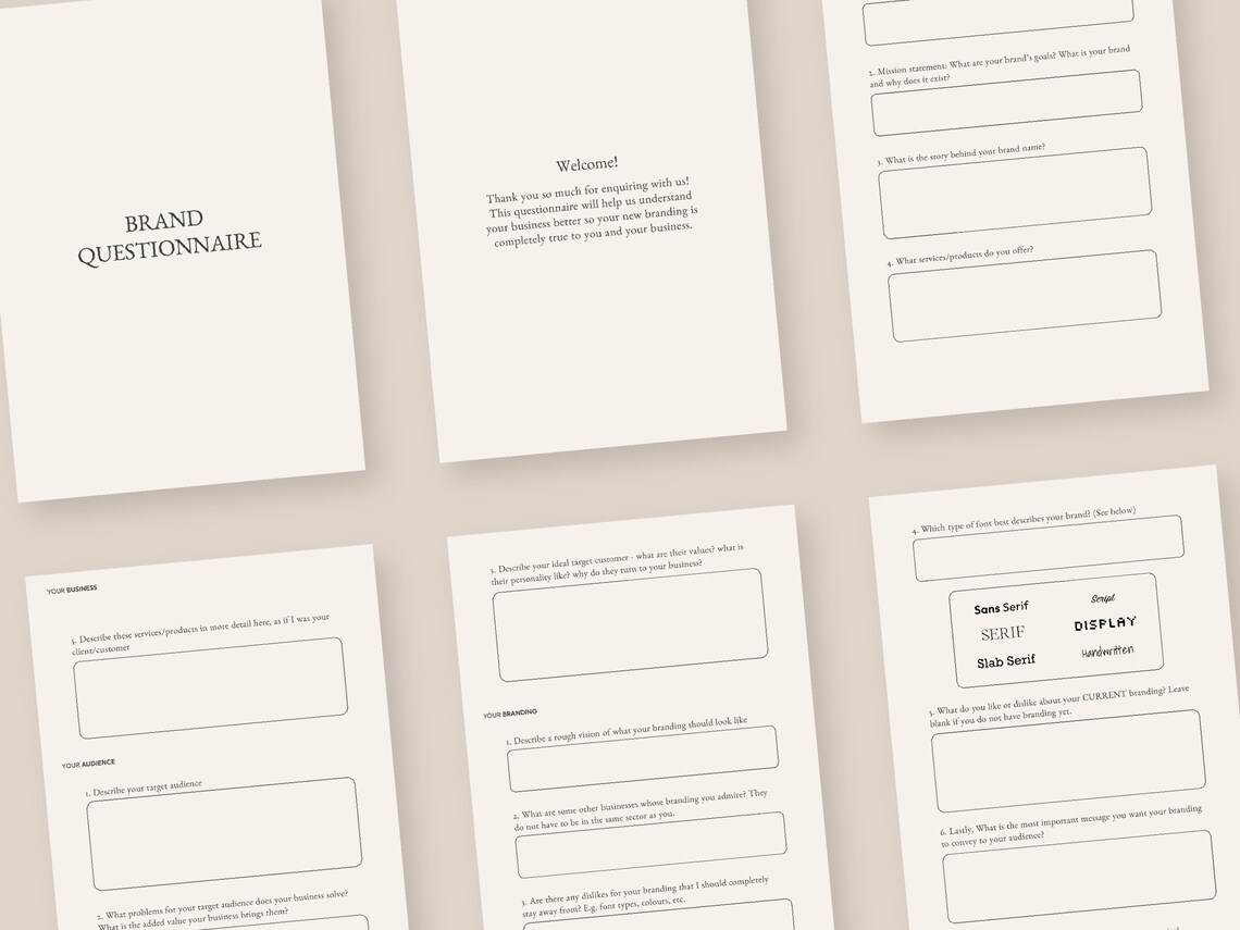 Branding Questionnaire | Brand Design Brief Template | for Designer ...