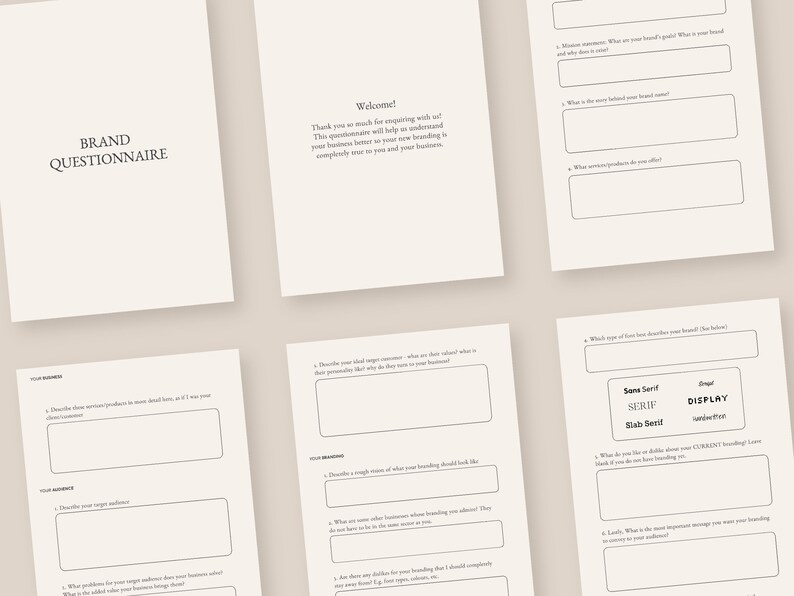 Branding Questionnaire | Brand Design Brief Template | for Designer ...
