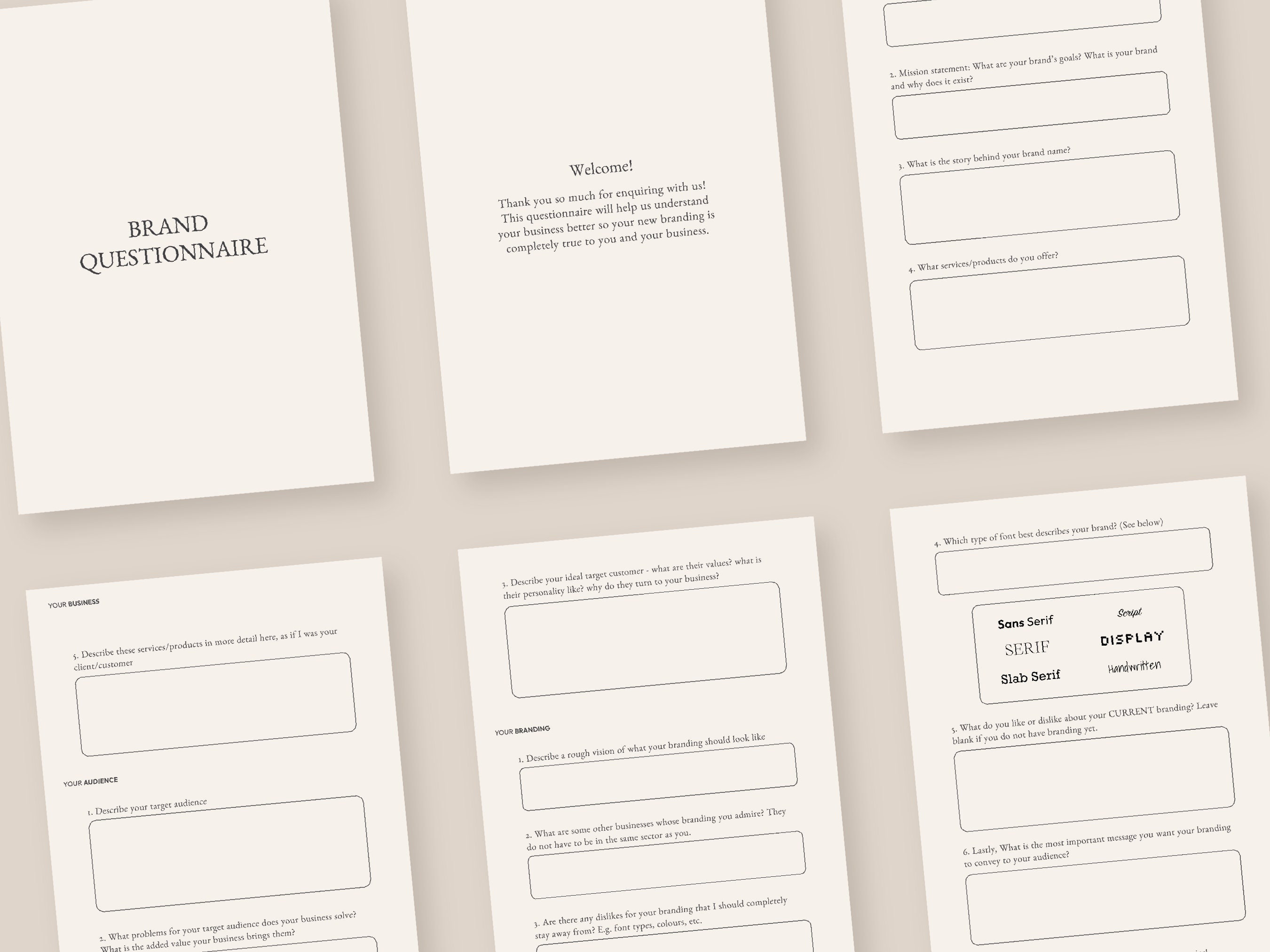 Branding Questionnaire | Brand Design Brief Template | for Designer ...