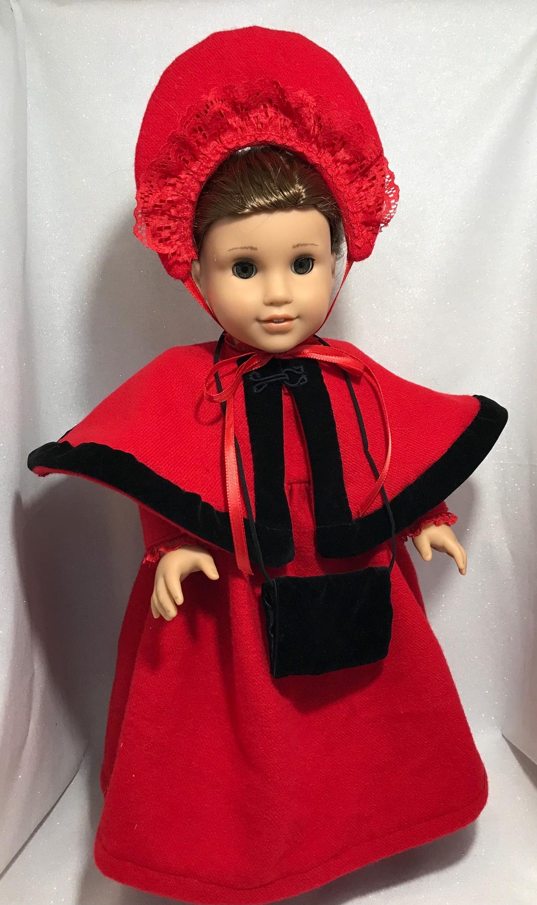 Doll Victorian Carolee Dress, Cape, Hat, and Muff Red Wool 18” Eg ...