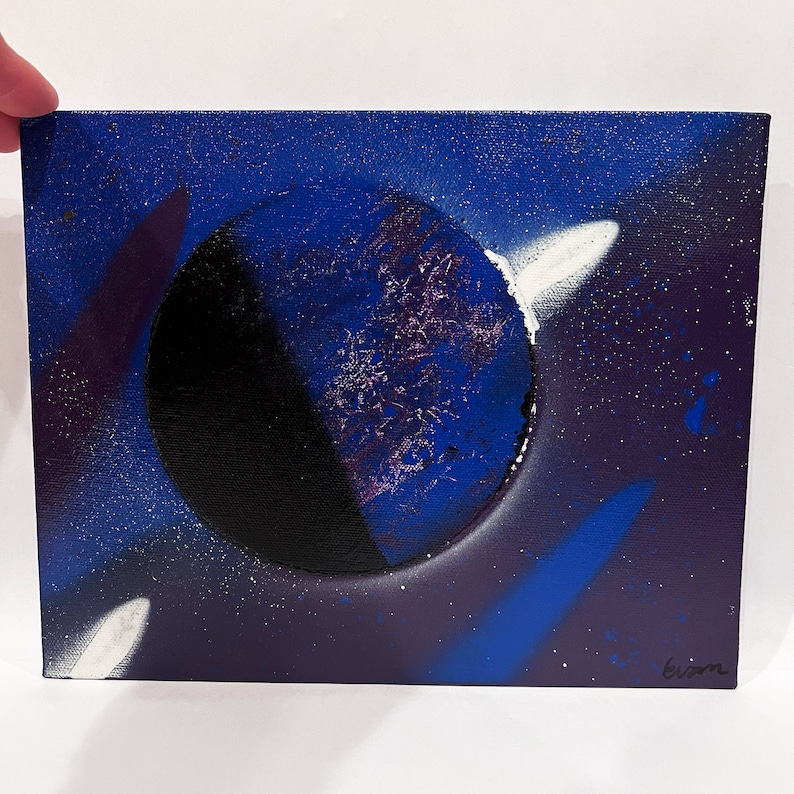 Outer Space Planet Spray Paint Artwork on Canvas 8" X 10" - Etsy