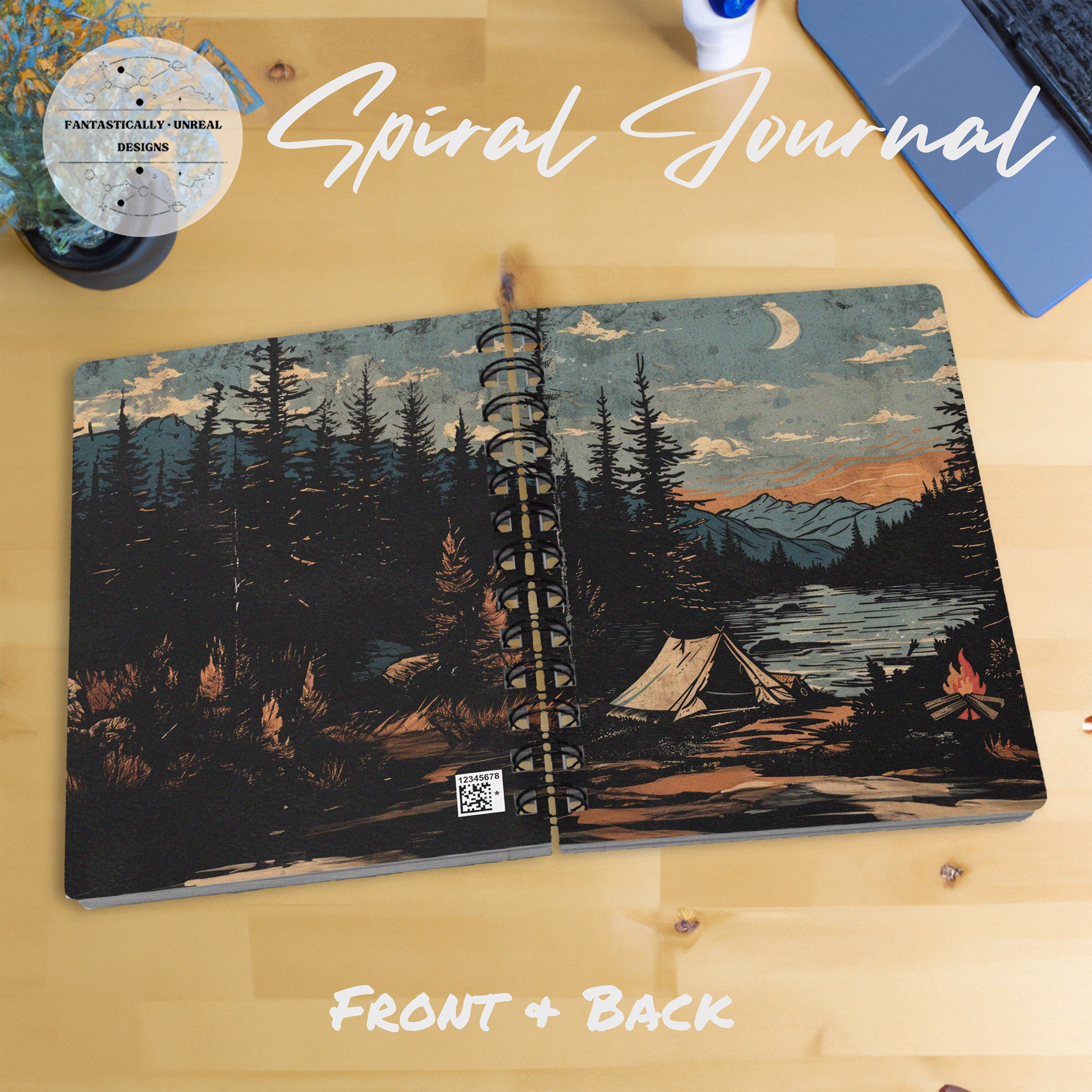 Vintage Camping Lined Notebook 02 Hardcover Journal, Spiral Bound ...