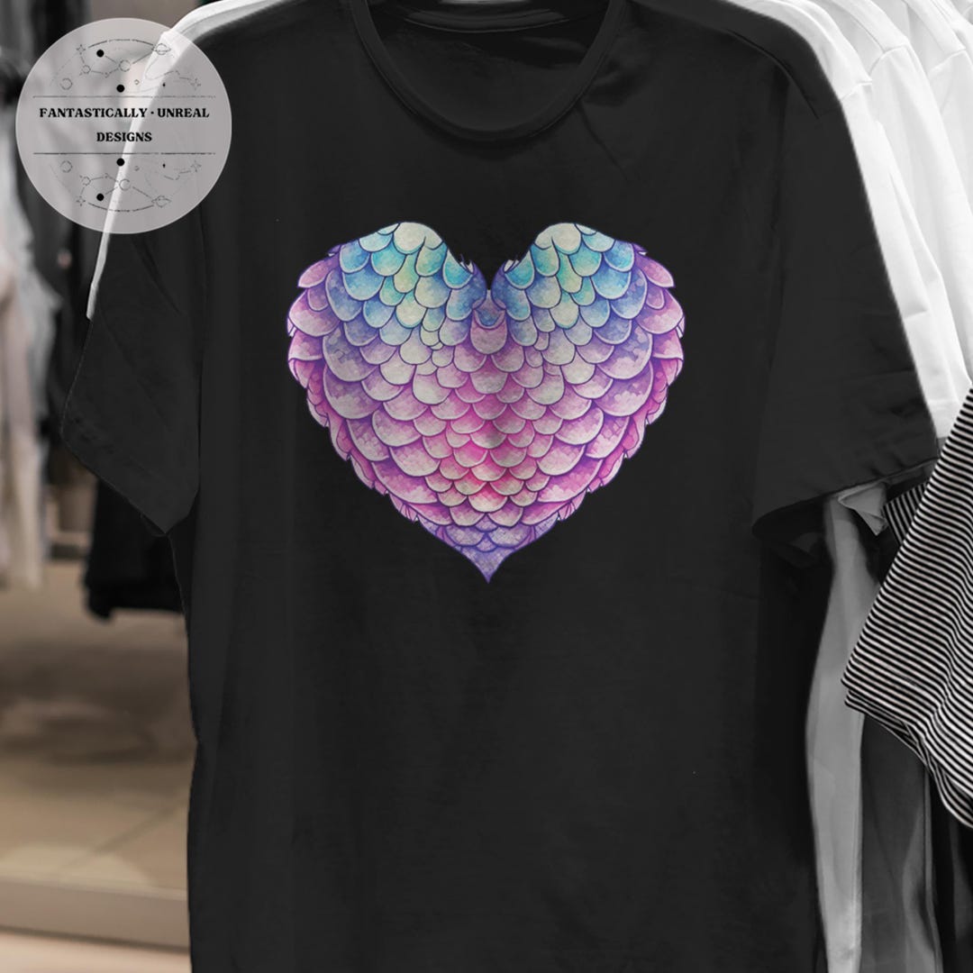Rainbow Dragon Scale Heart Unisex Apparel | T-shirt, V-neck, Sweatshirt ...