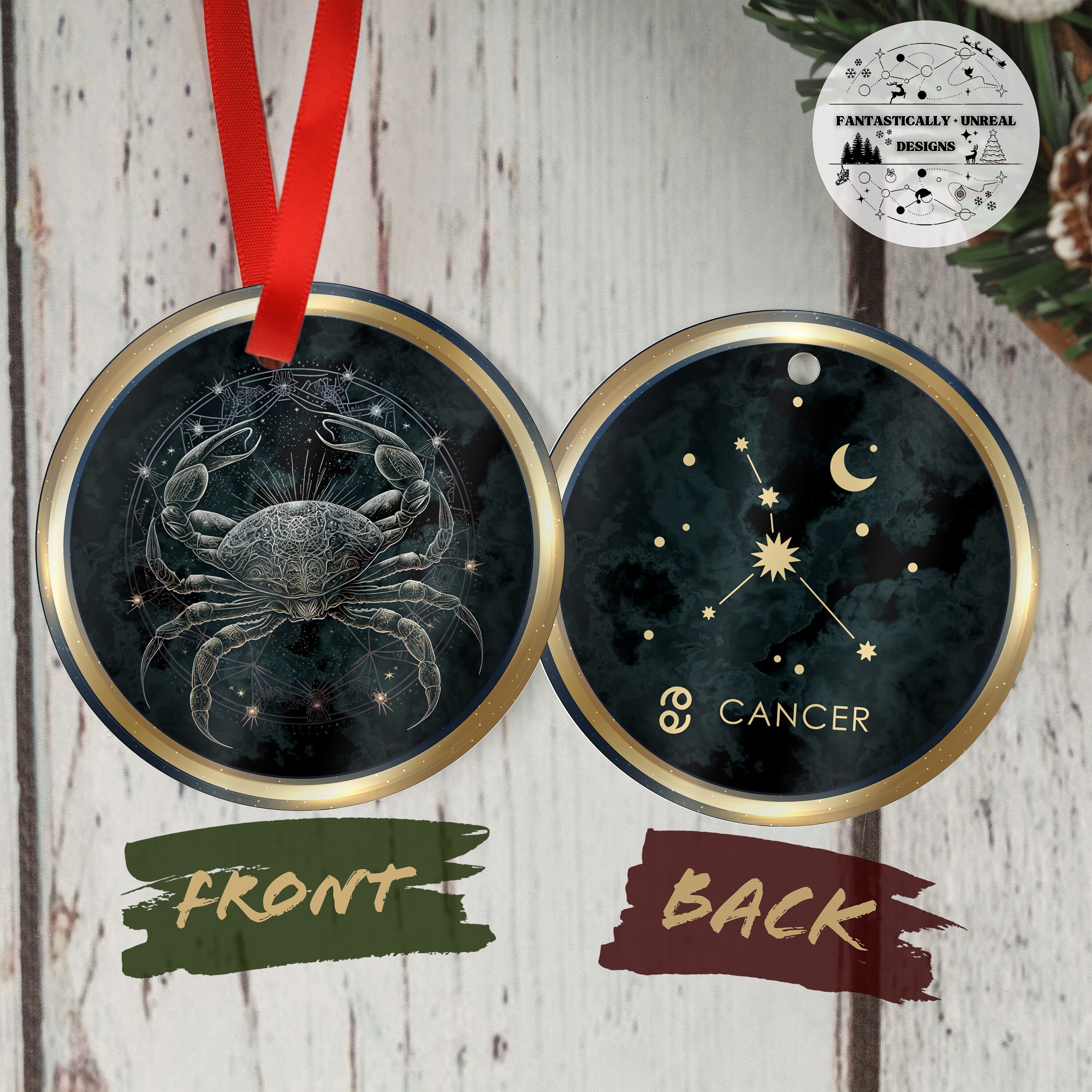 Celestial Cancer Aluminum Ornament Personalized Ornament, Christmas ...