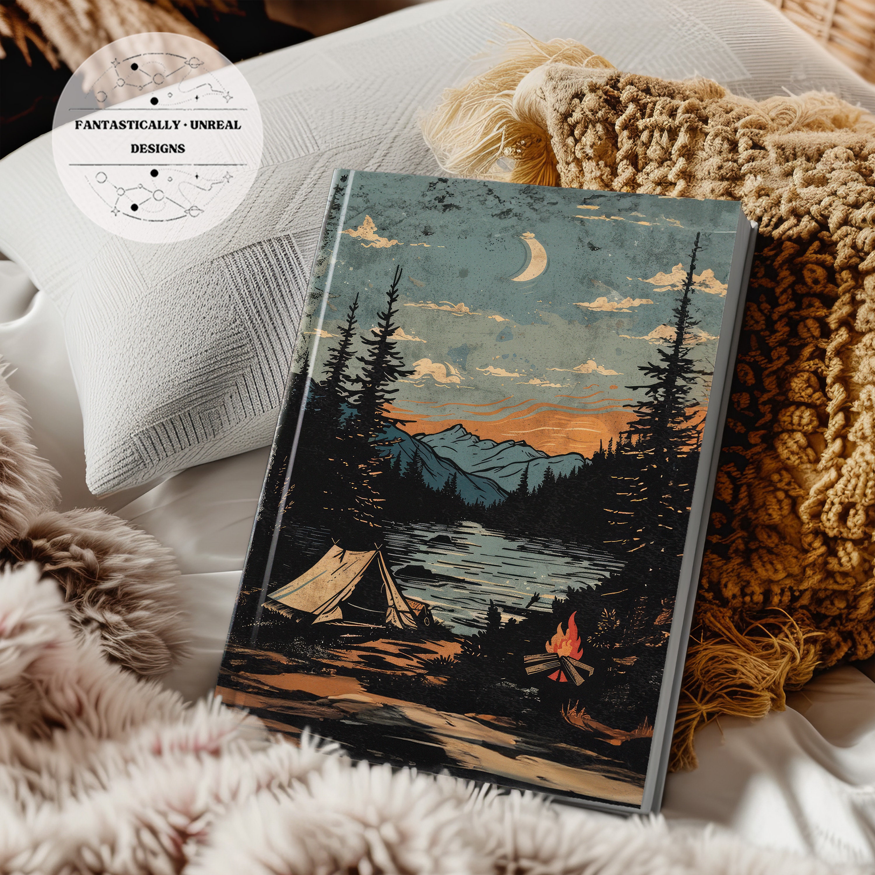 Vintage Camping Lined Notebook 02 | Hardcover Journal, Spiral Bound ...