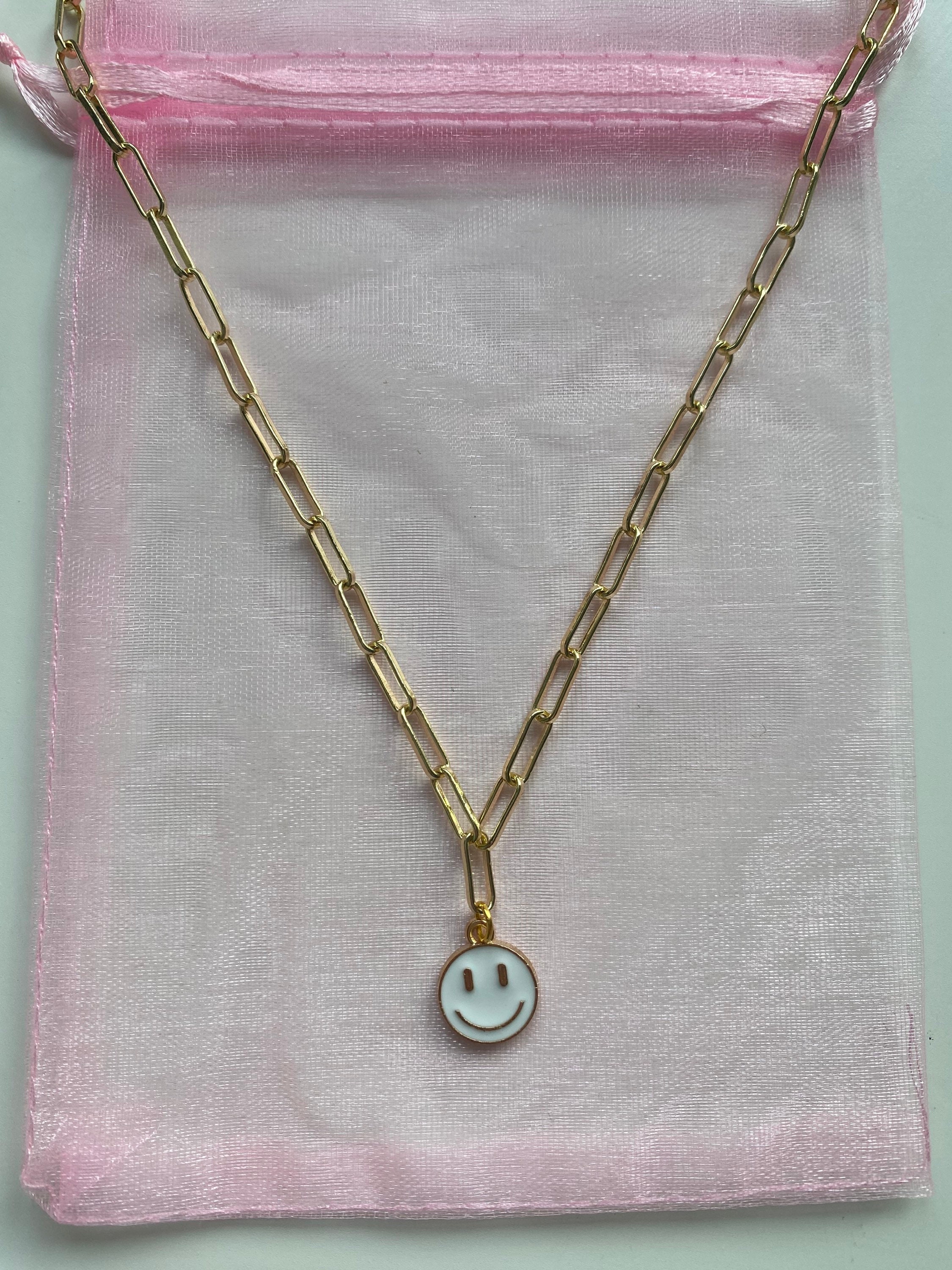 Smiley Face Paper Clip Chain Necklace - Etsy