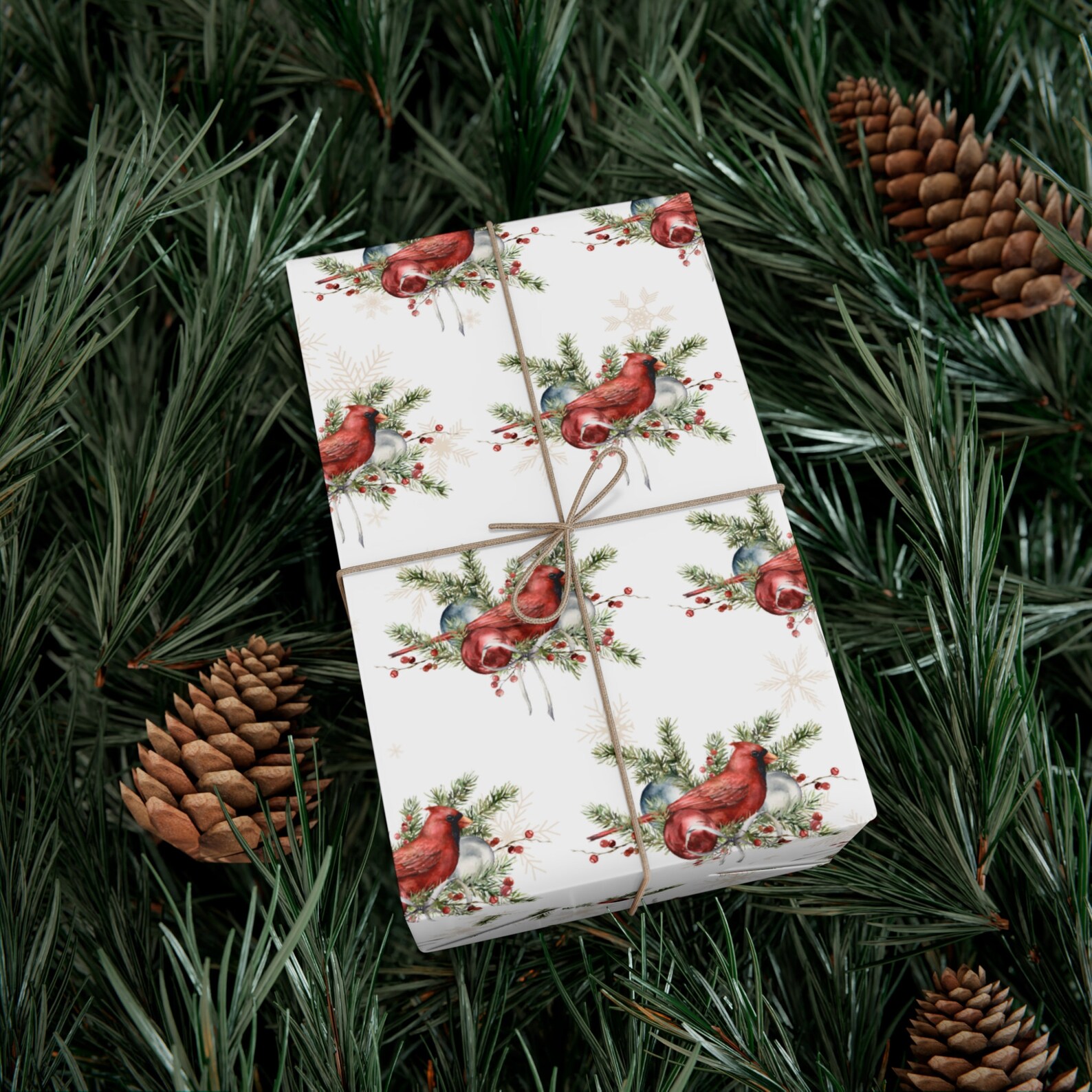 Vintage Cardinal Christmas Wrapping Paper, Winter Holiday Gift Wrap ...