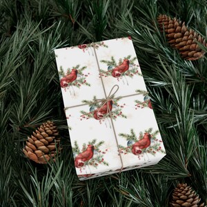 Vintage Cardinal Christmas Wrapping Paper, Winter Holiday Gift Wrap ...
