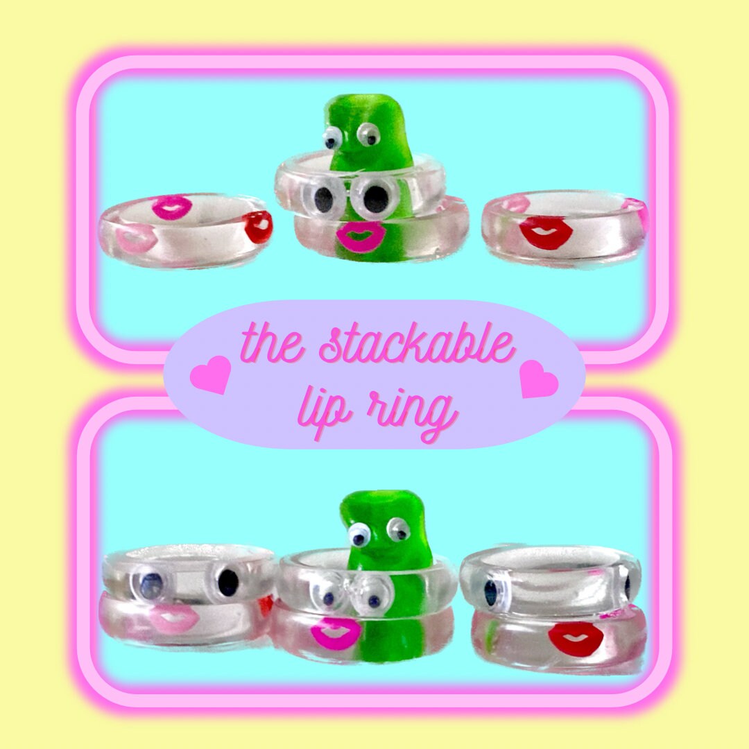 Stackable Resin Lip Band Ring, Unique, Fun, Funky, Kitschy, Metal Free ...