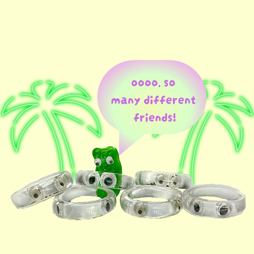 Close Set Googly Wiggly Eye Resin Band Ring Kitschy - Etsy