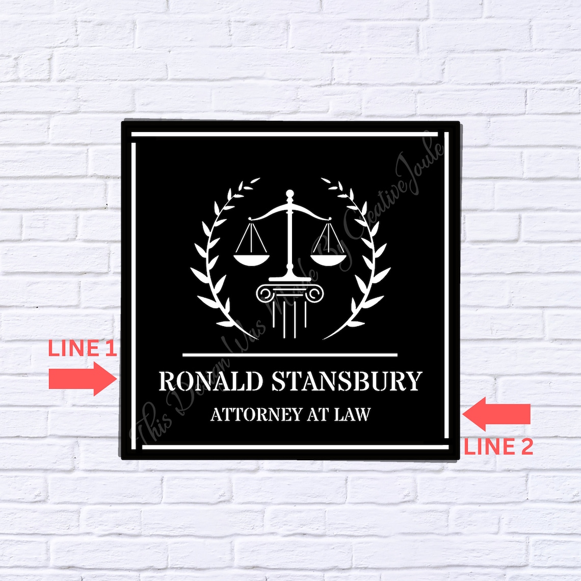 Customized/personalized Square Metal Attorney at Law Office Name Sign ...