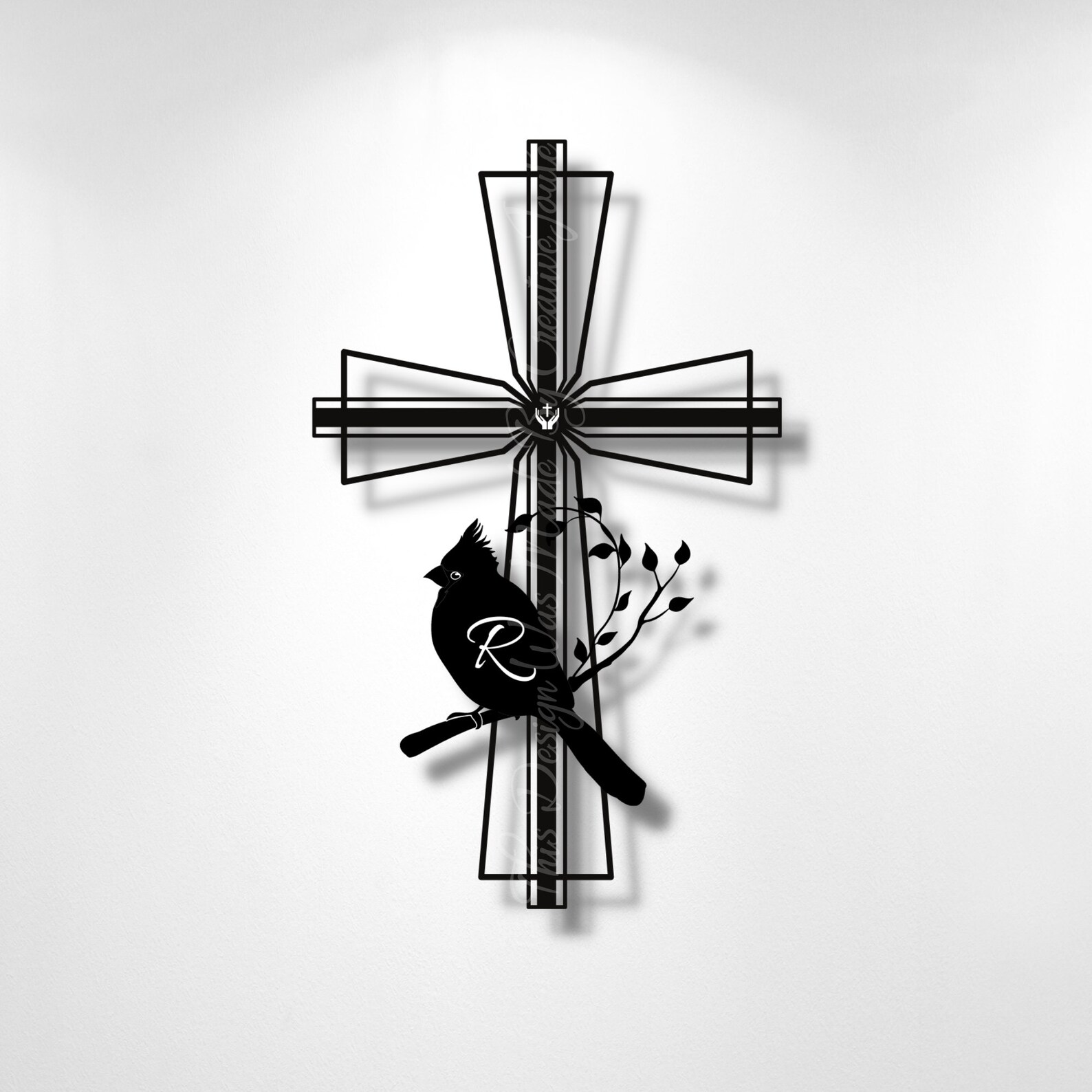 Customized/personalized Metal Cardinal & Cross Name Initial/initials ...