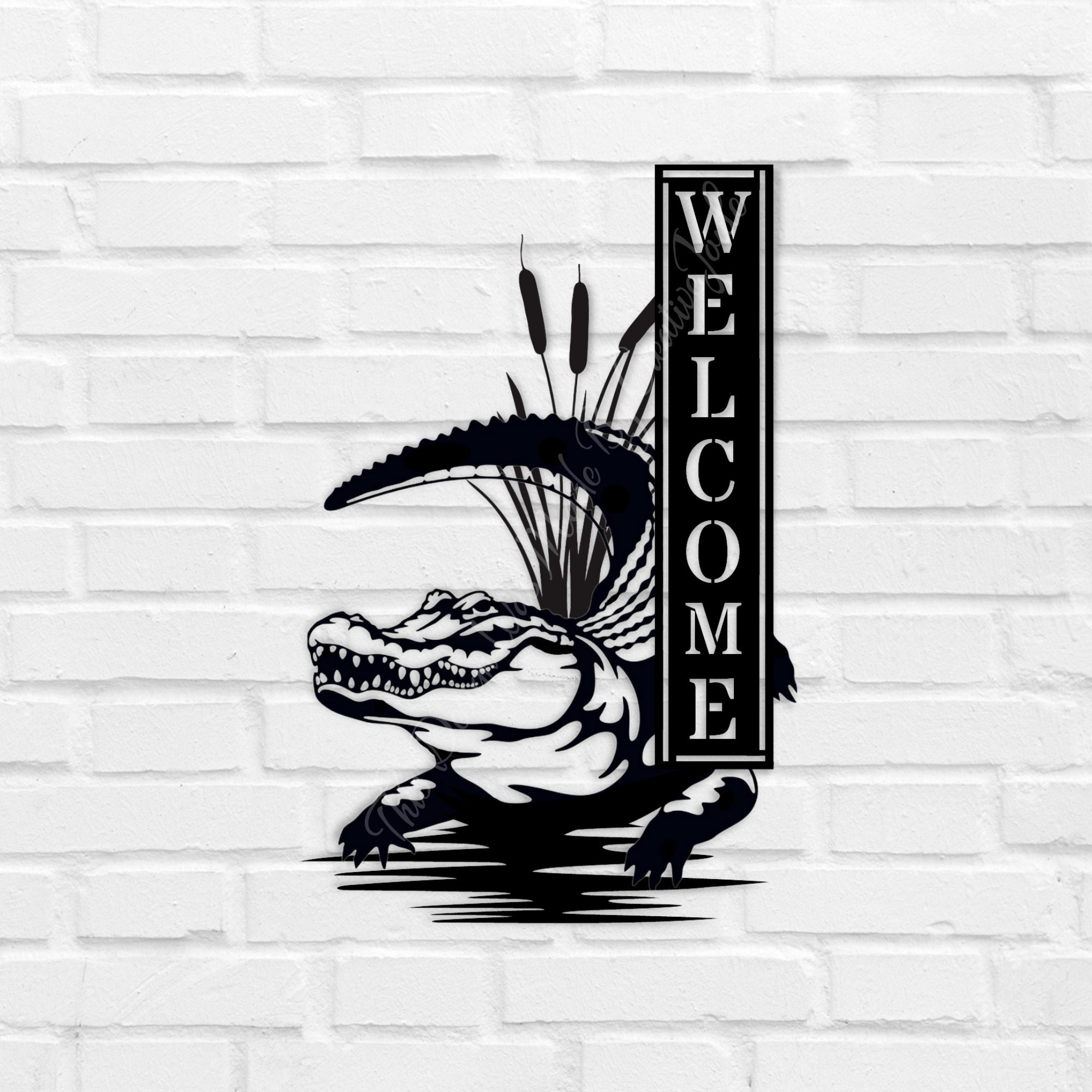 Customized/personalized Metal Wild Alligator Bull Swamp/marsh Scene ...