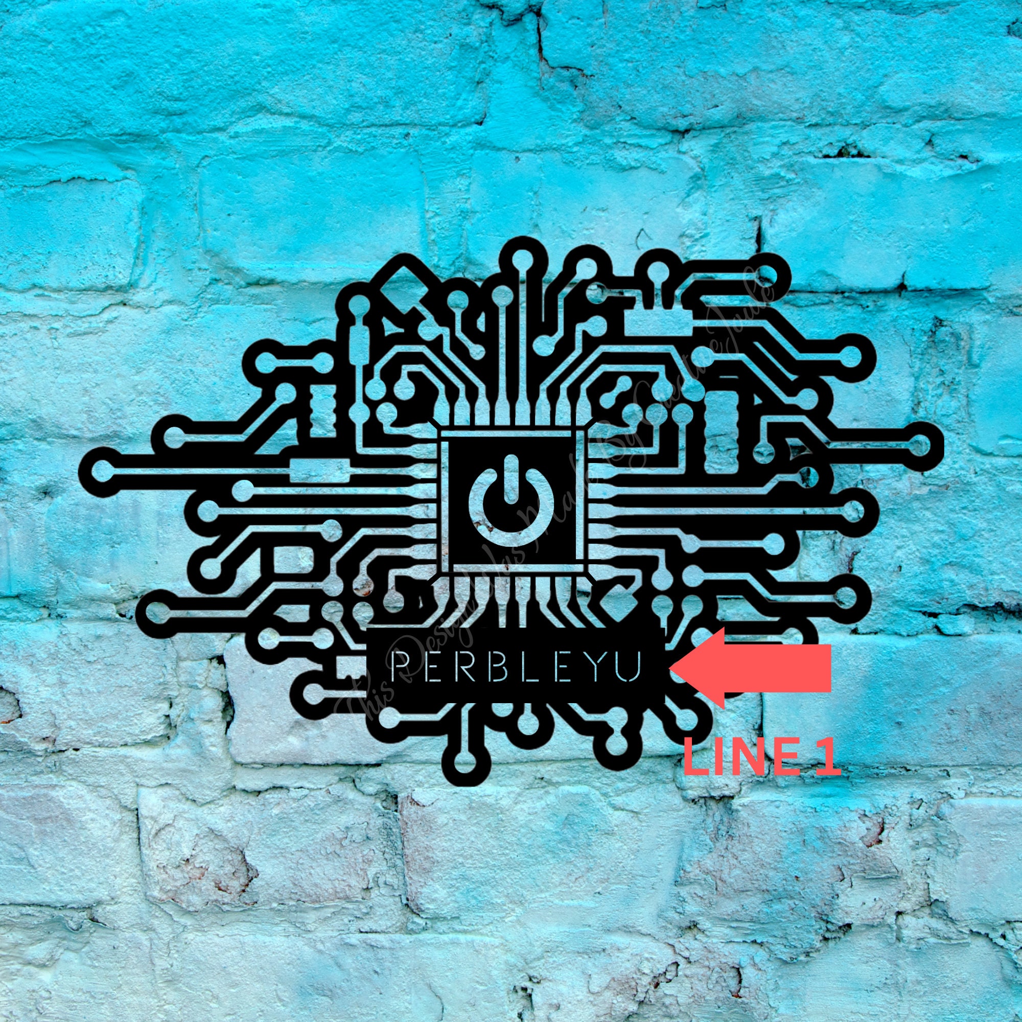 Customized/personalized Metal Tech Circuitry Power up Button Futuristic ...