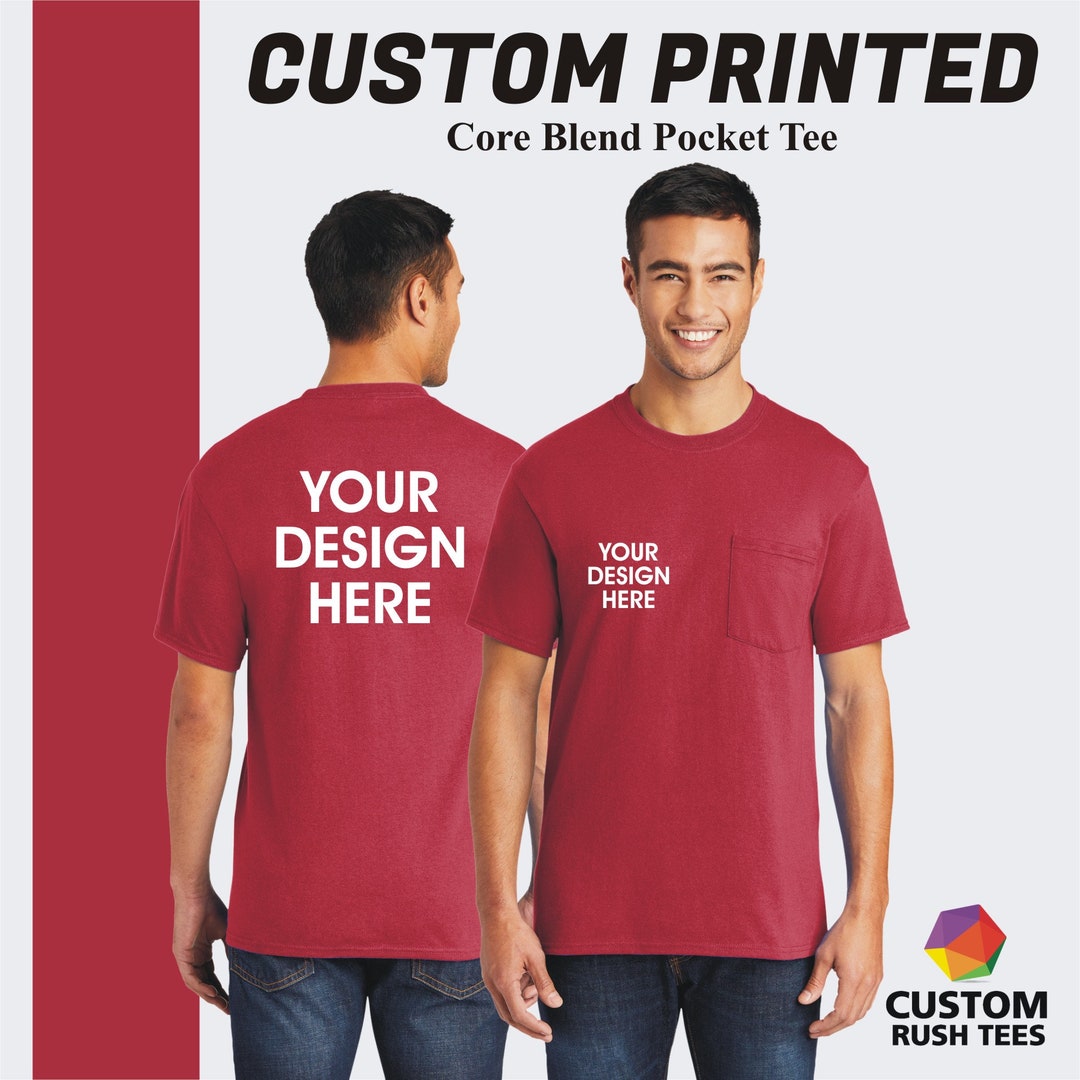 Custom Pocket T-shirt, Custom Printed Tshirt, Customized Logo Tee ...