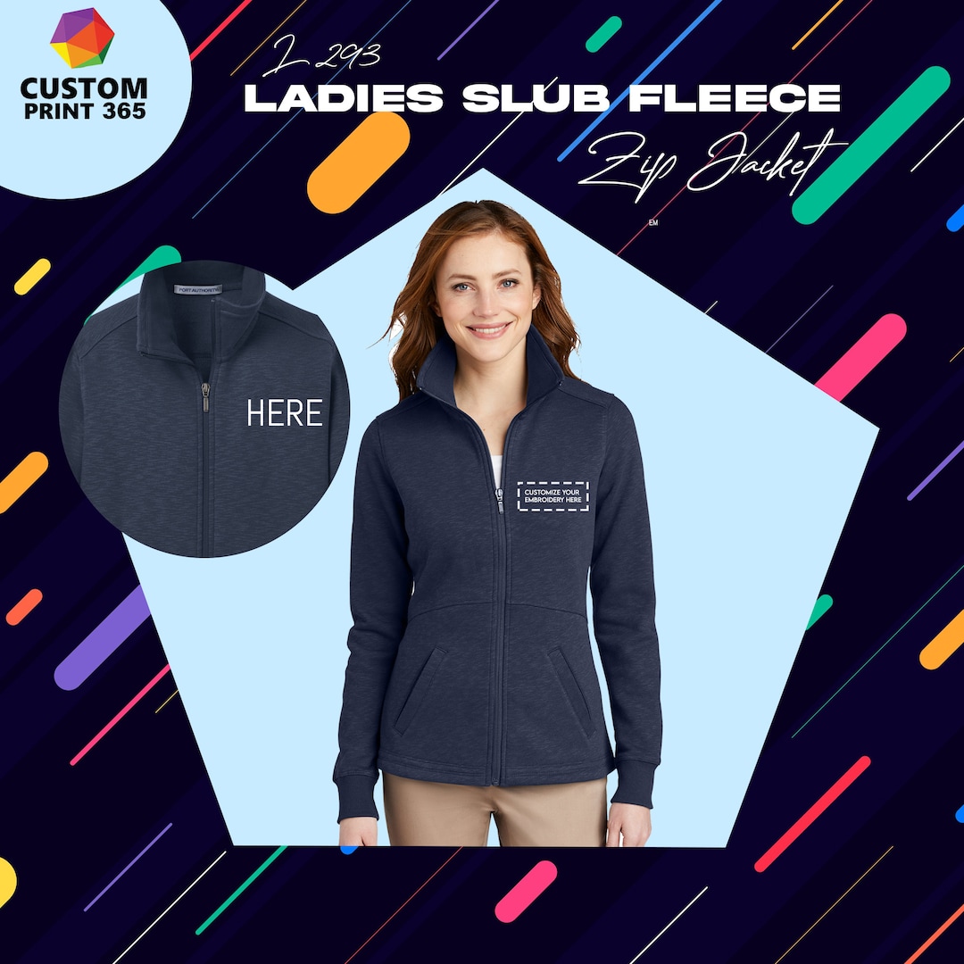Custom Embroidered Ladies Fleece Jacketpersonalized Your Logocustomized ...