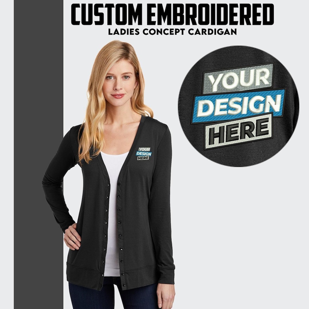 Custom Embroidered Cardigan: Button Front Jersey Knit Sweater - Etsy
