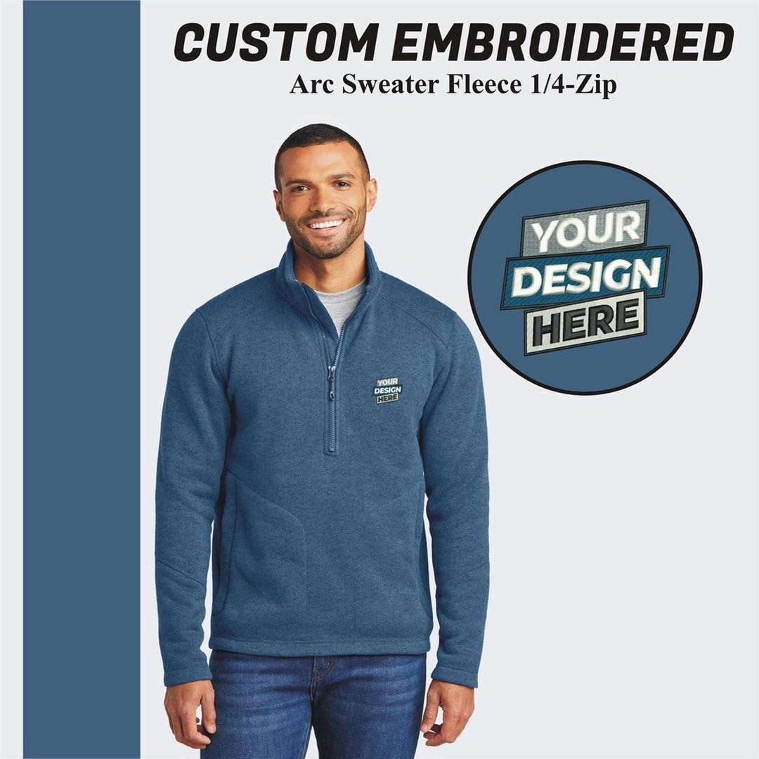 Custom Embroidered Fleece Pullover: Personalized 1/4-zip Sweater - Etsy