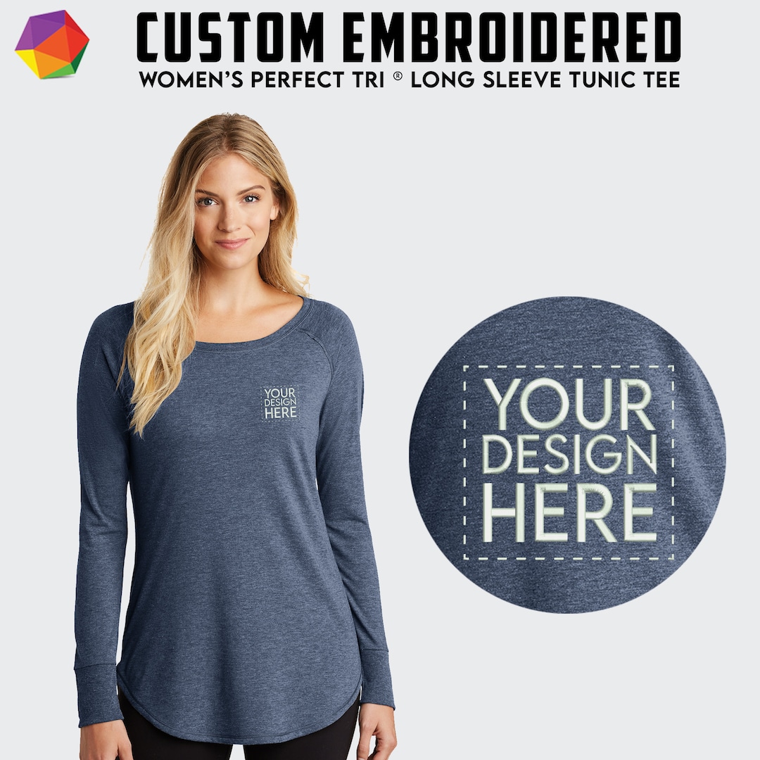 Custom Embroidered Tshirt, Custom Long Sleeve Women Tshirt, Custom Logo ...