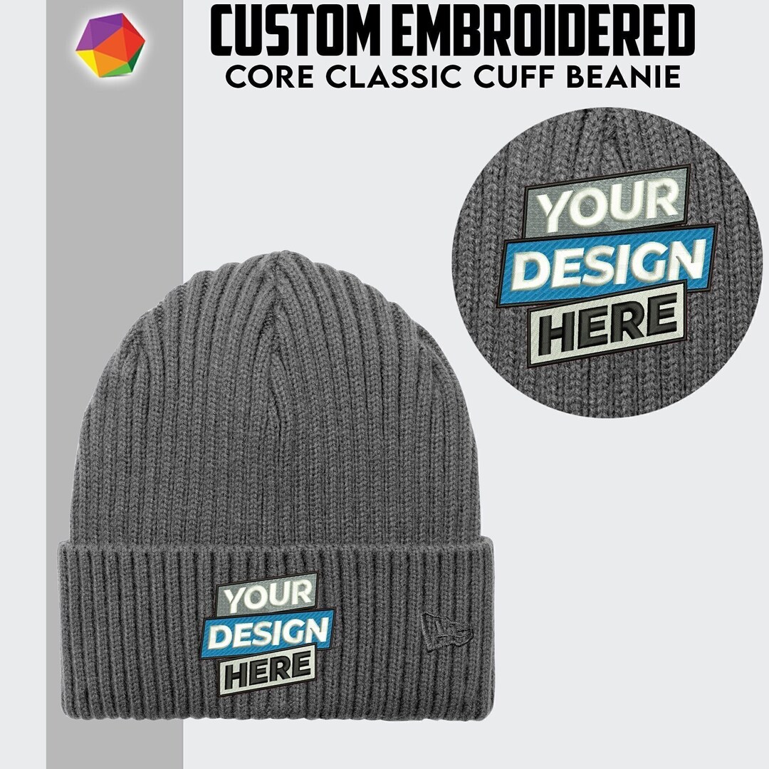 New Era® Custom Embroidered Beanie, Custom Winter Hat, Personalized ...