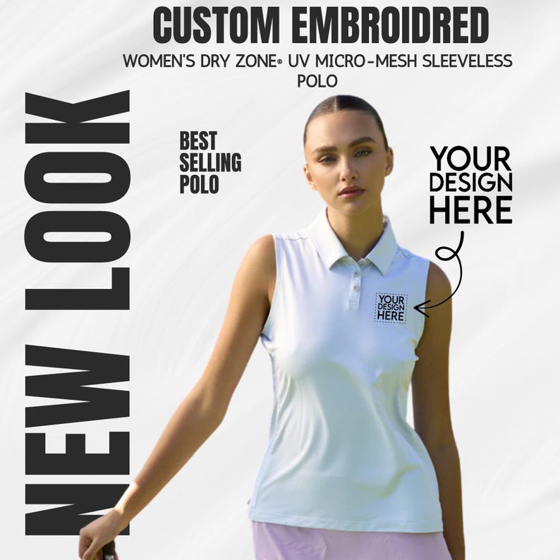 Womens Sleeveless Dry Zone Polo: Custom Embroidered UV Protection - Etsy
