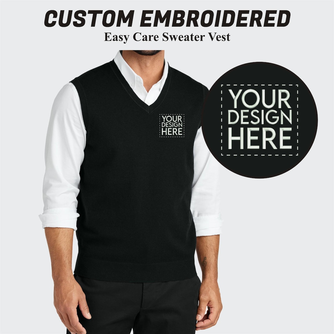 Custom Embroidered Sweater Vest: Port Authority Knitwear - Etsy