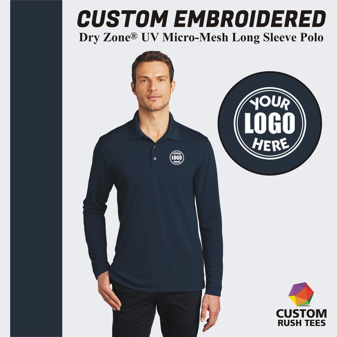 Custom Long Sleeve Polo Shirt Custom Embroidered Polo Personalized Polo ...