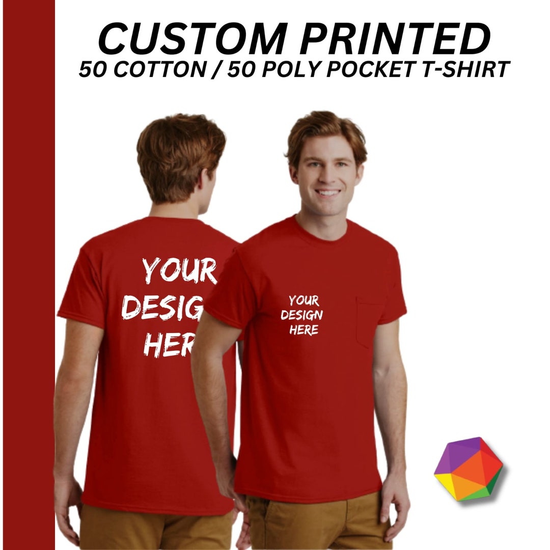 Custom Pocket T-shirt Personalized Business Logo Add Your Text Custom ...
