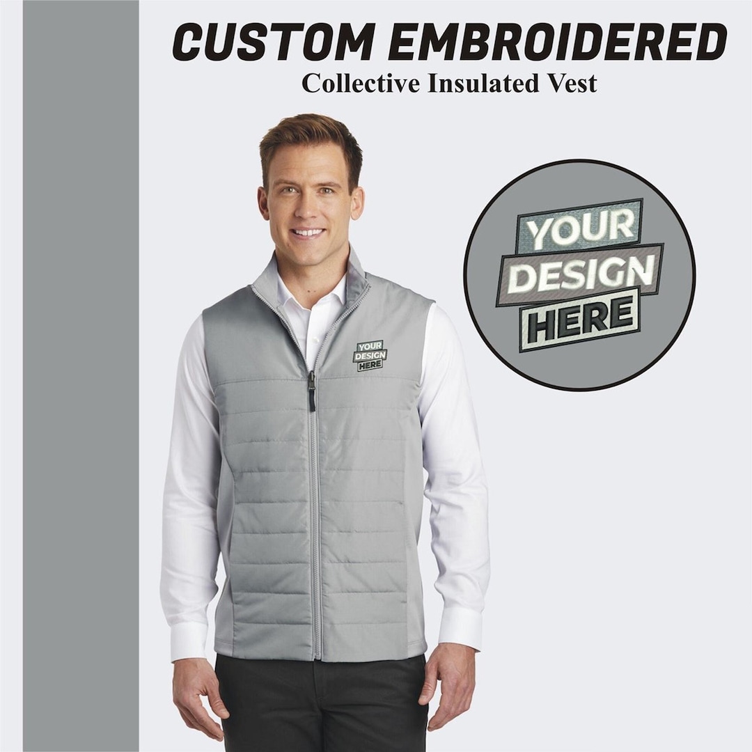Custom Embroidered Insulated Vest: Men's Full Zip Winter Layer - Etsy