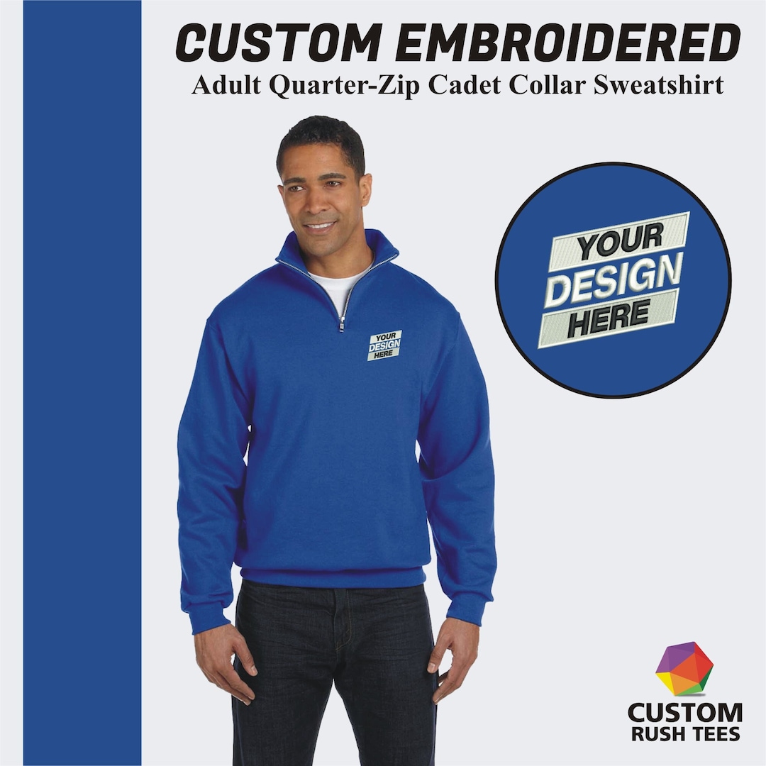 Custom Embroidered Quarter Zip Sweatshirt: Design Your Own Logo - Etsy