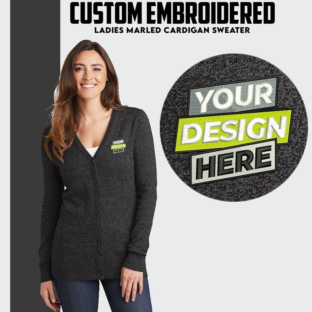 Custom Embroidered Cardigan Port Authority® Women Cardigan Sweater ...