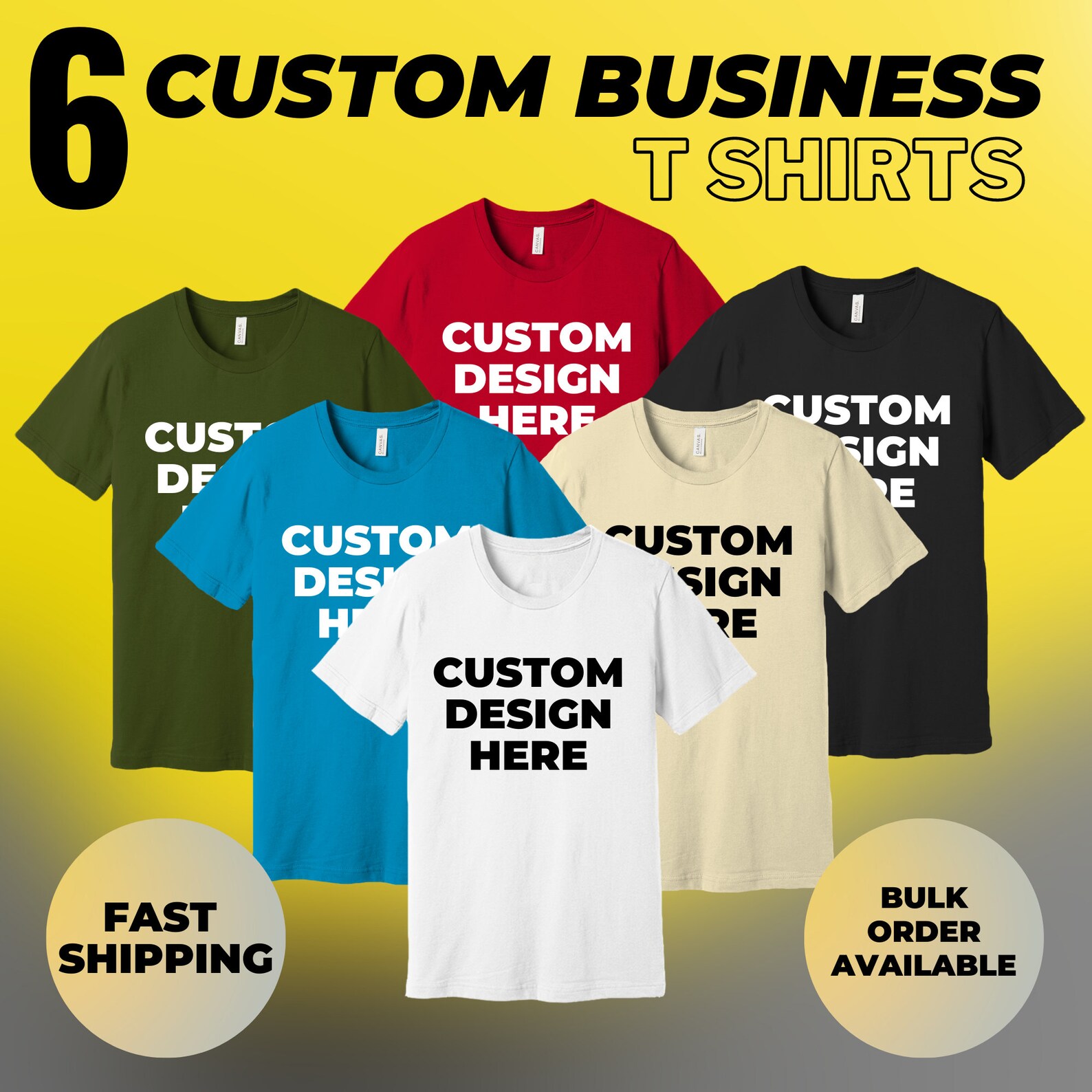 Custom Business Logo Unisex T-shirt: Pack of 6, Design on Back - Etsy