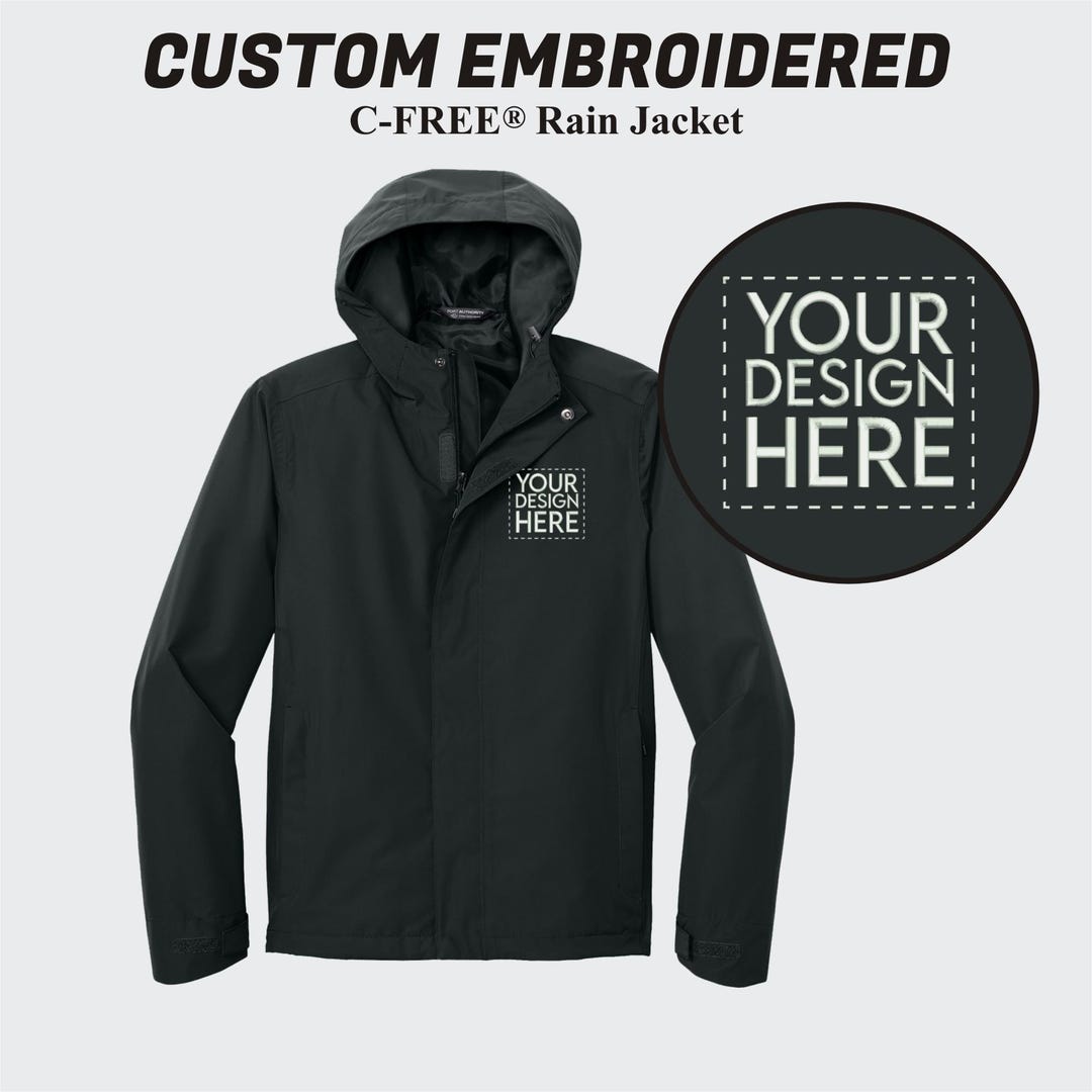 Custom Embroidered Rain Jacket: Waterproof Logo Stitching - Etsy