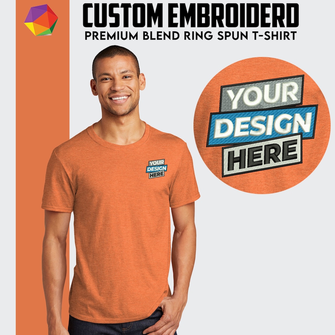 Custom Embroidered T-shirt, Personalized Logo, Blend - Etsy