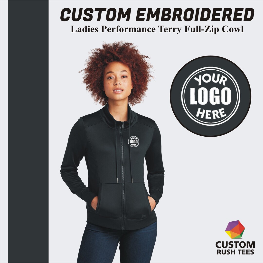 New Era® Custom Embroidered Full-zip Cowl Neck Custom Women Jacket ...