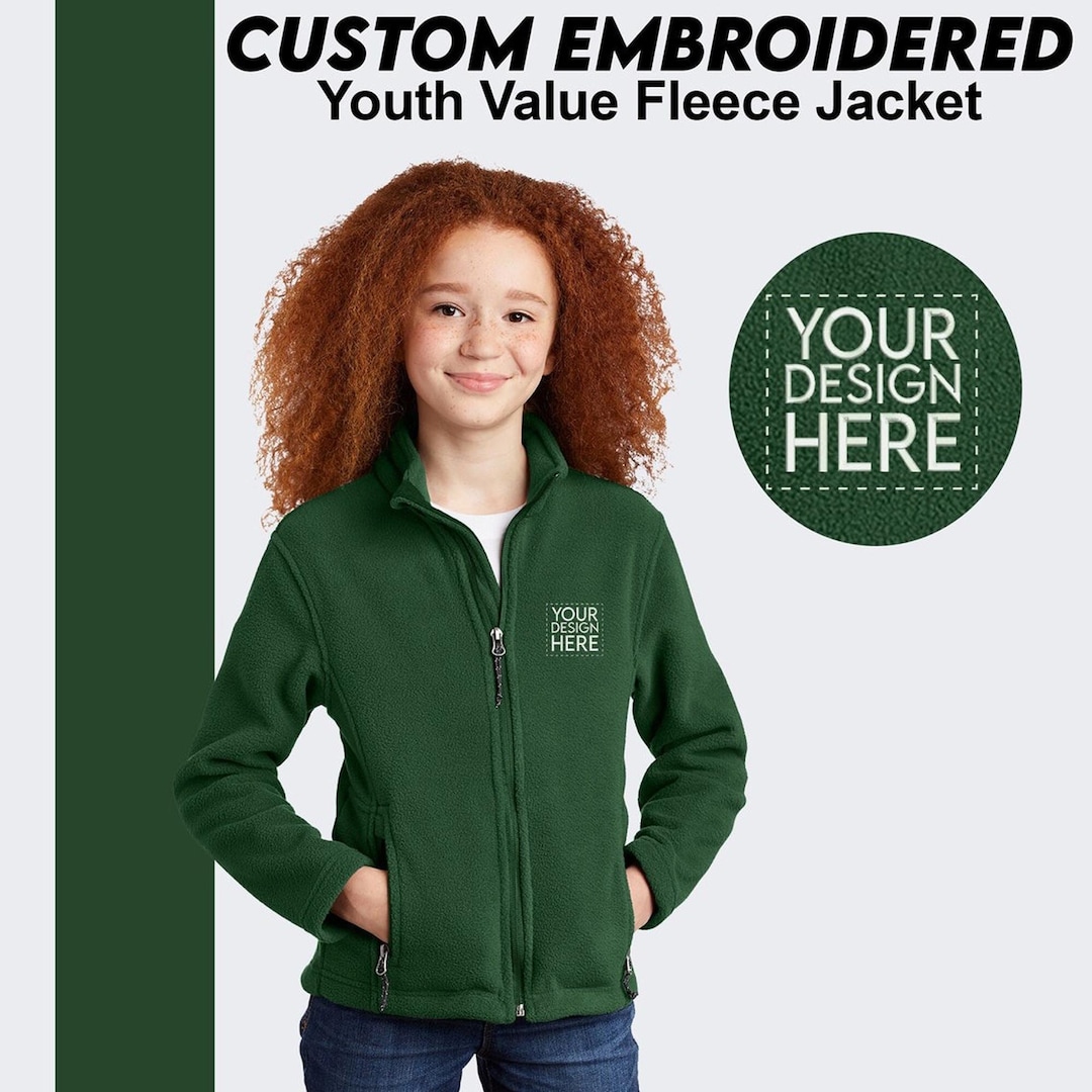 Youth Custom Embroidered Fleece Jacket: Personalized Kids Zip-up - Etsy