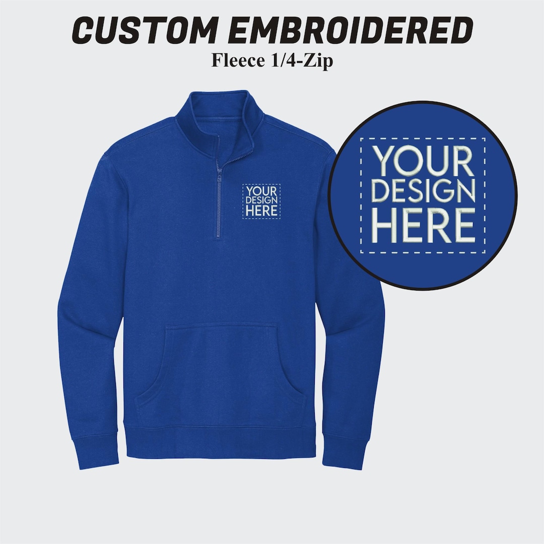Men's Custom Embroidered Quarter Zip Fleece Sweatshirt: Corporate Gift ...