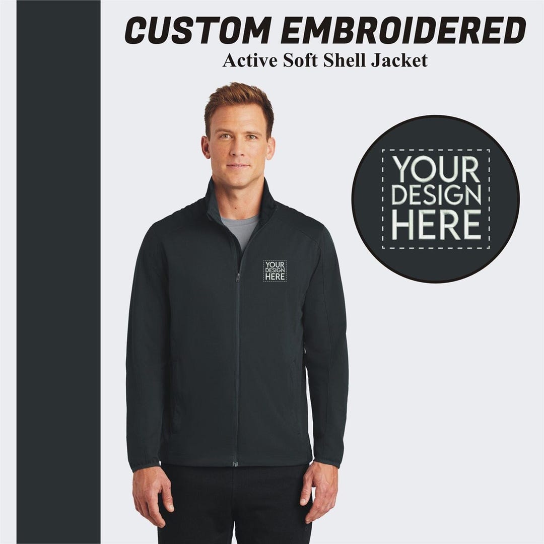 Custom Embroidered Soft Shell Jacket: Port Authority Zip-up Windbreaker ...